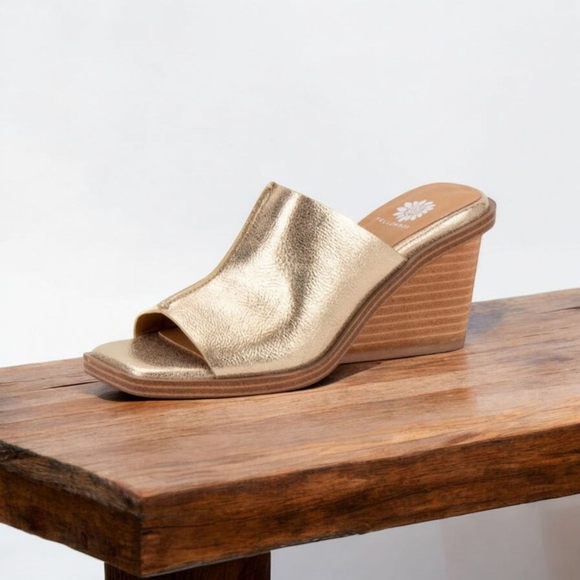 Yellow Box | Shoes | Yellow Box Vellore Wedge Slide In Metallic Gold ...